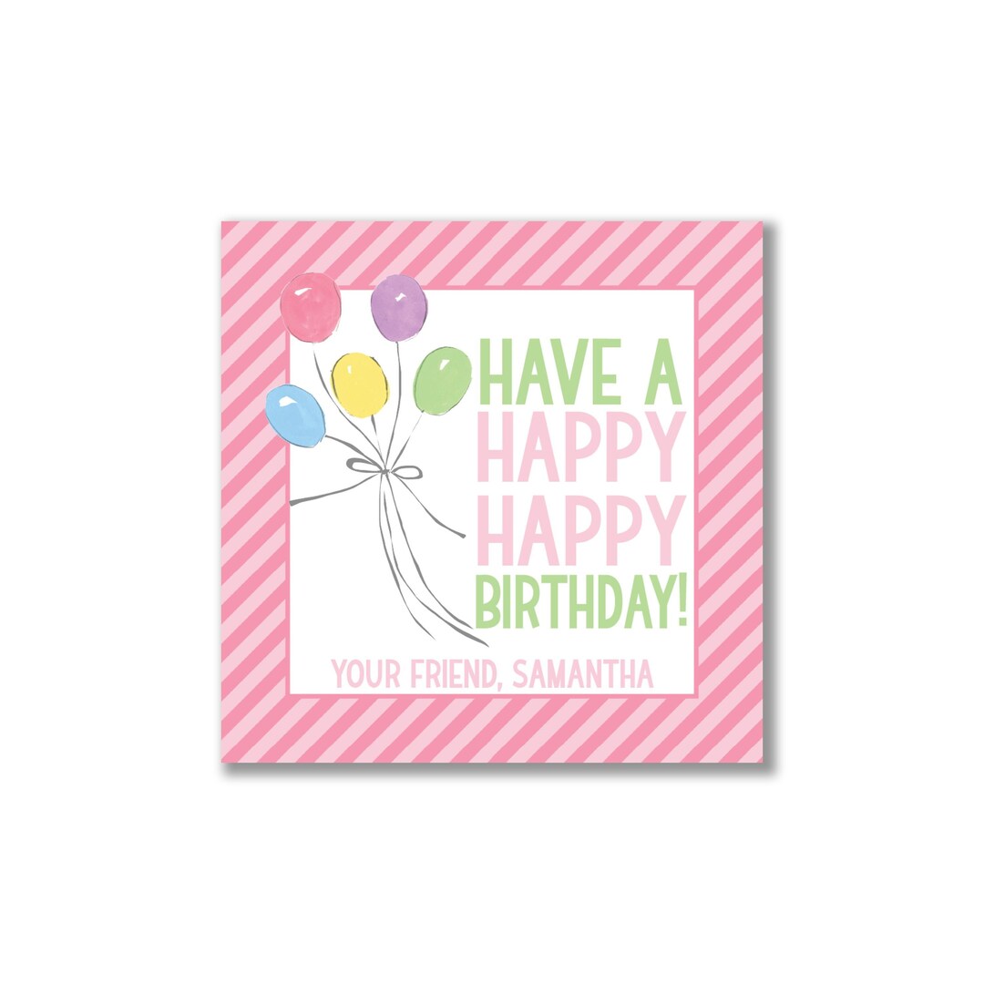 Birthday Balloon Gift Tags, Birthday Enclosure Cards, Printed Gift Tags ...