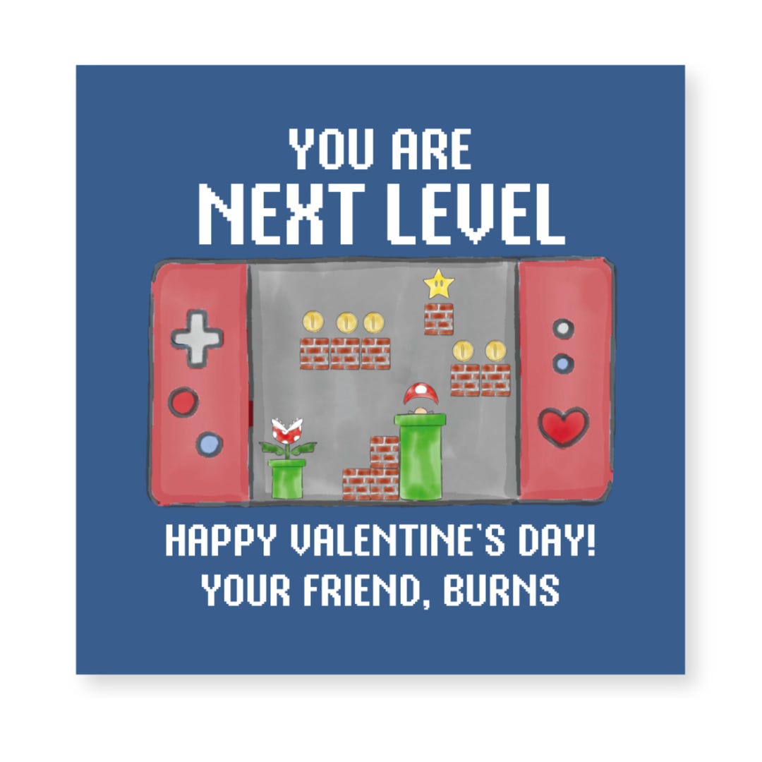 Video Game Valentine Card, Gaming Valentines, Gift Tag, Sticker - Etsy