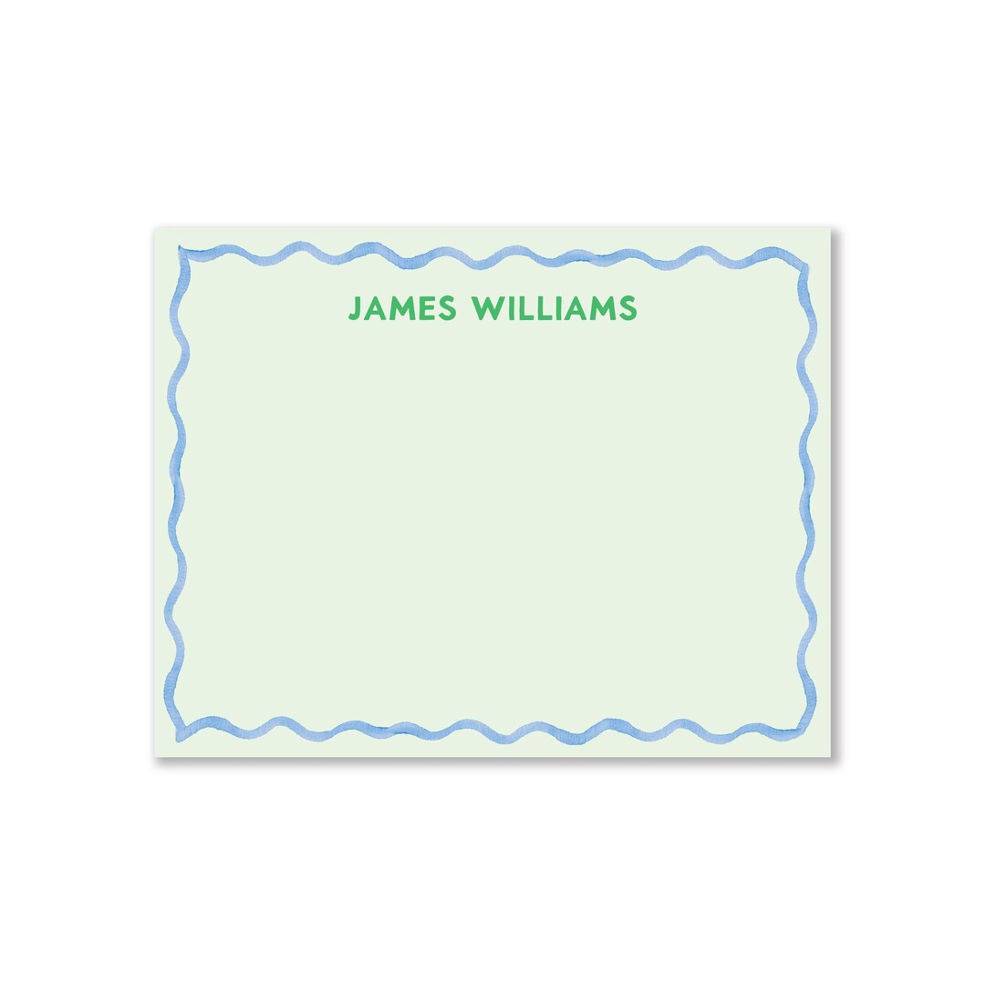 Wavy Frame Blue | A2 Flat Notecards | Personalized Stationery | Custom ...