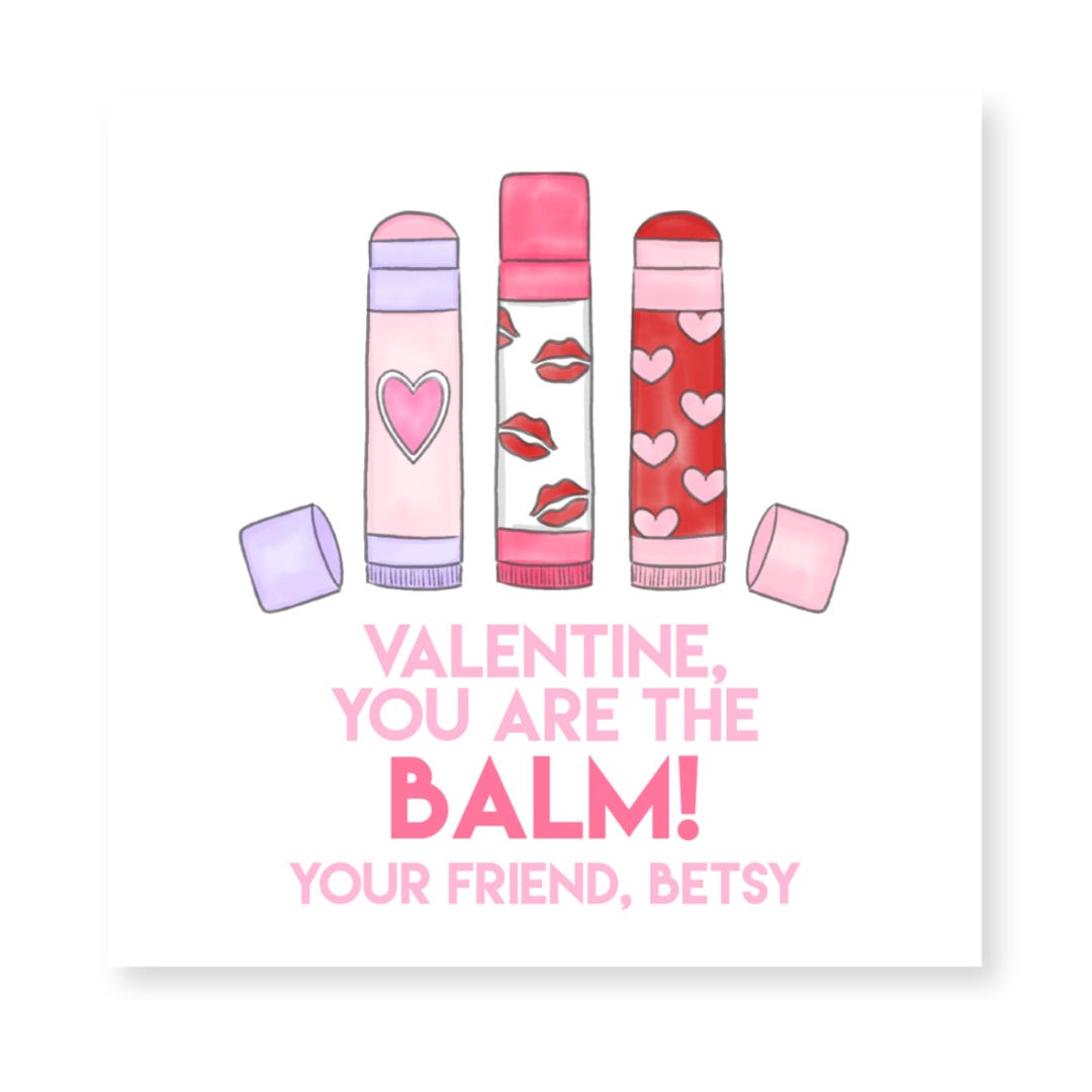 Lip Balm Valentine Gift Tag Enclosure Card, Class Valentines - Etsy