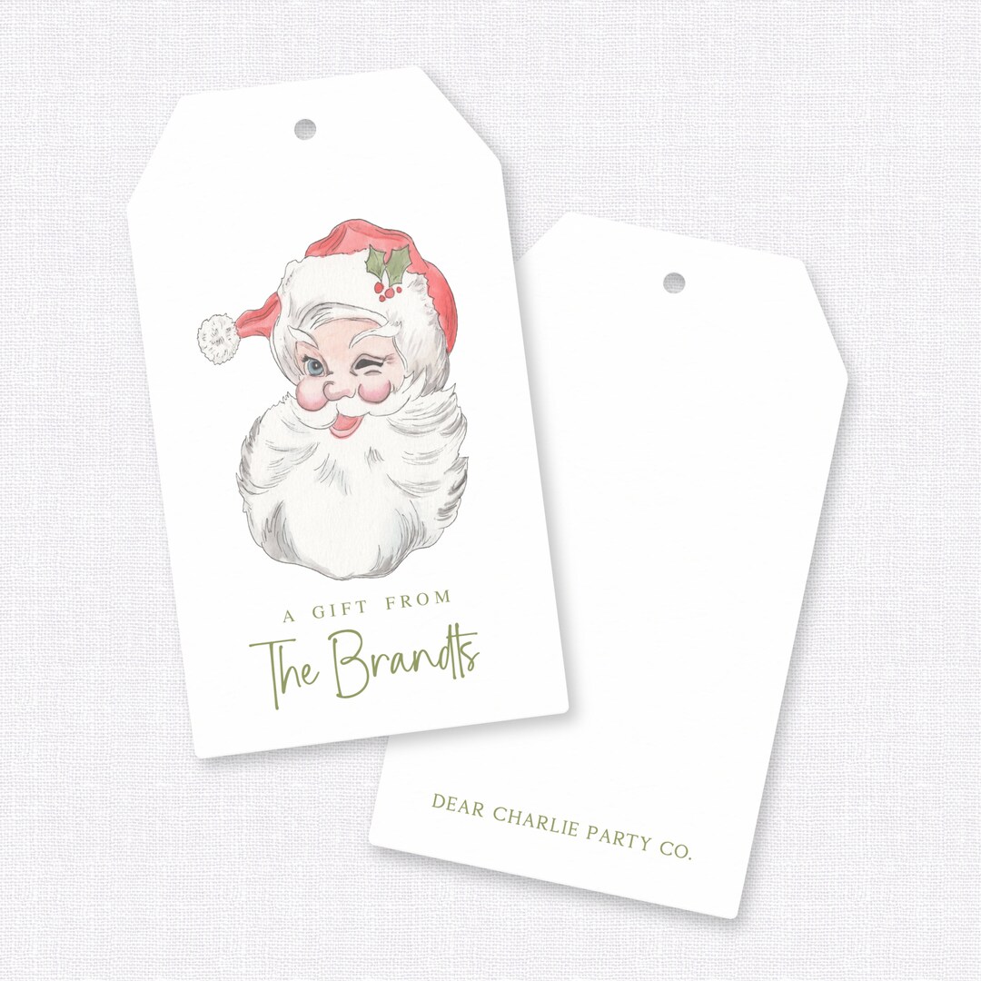 Vintage Santa Holiday Gift Tag Holiday Hang Tag - Etsy