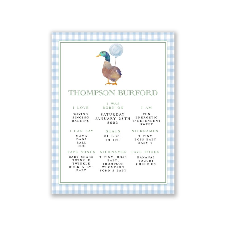 Printable ONE Lucky Duck First Birthday Party Milestone Sign - Etsy