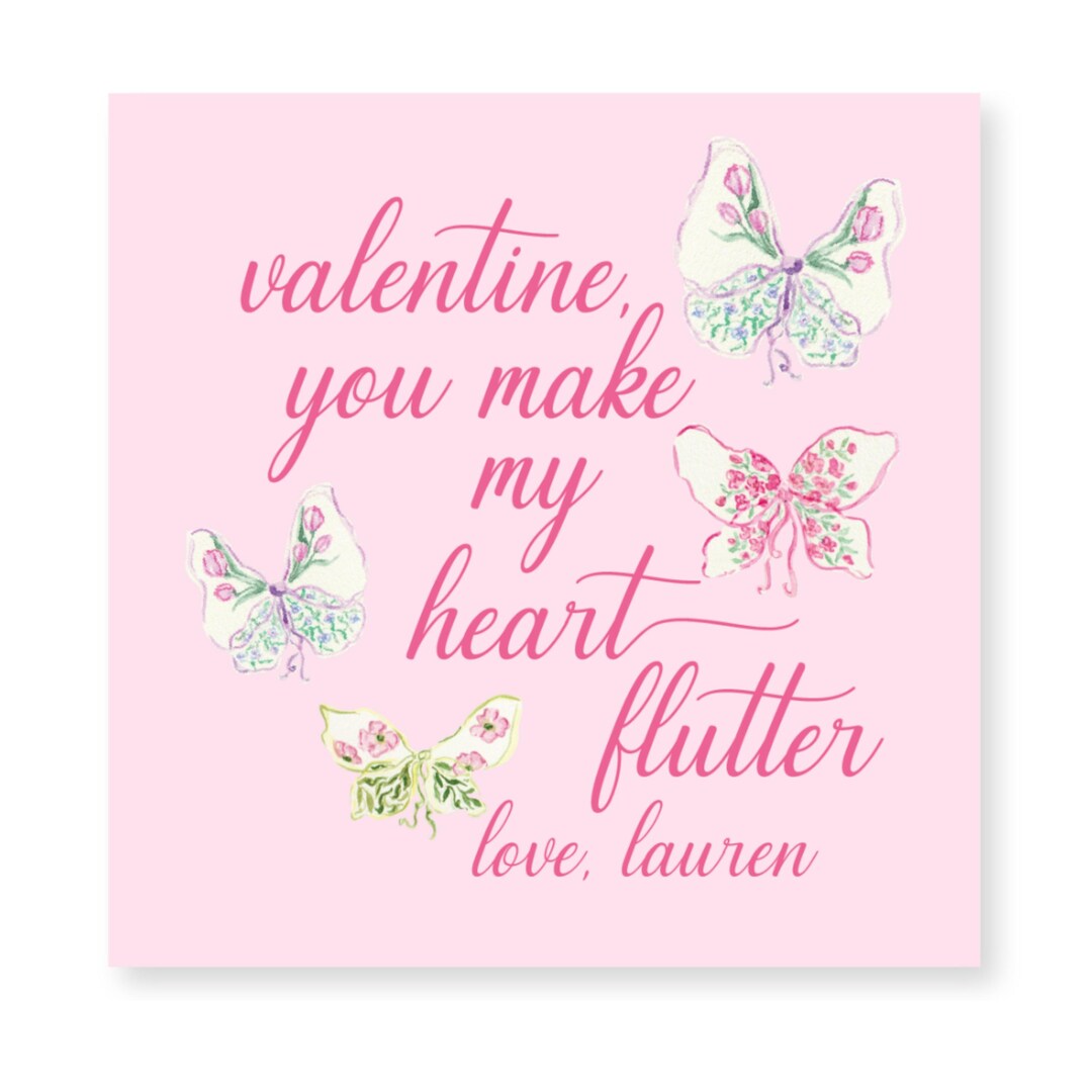 You Make My Heart Flutter, Butterfly Valentine Gift Tag Enclosure Card ...