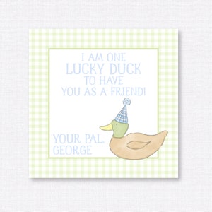 Printable Enclosure Card, Lucky Duck Birthday Thank You Tag, Party ...