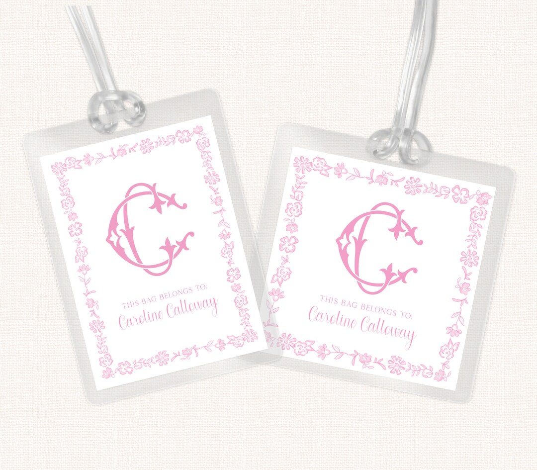 Floral Monogram Bag Tag, Monogram Bag Tag, Girl Bag Tag - Etsy