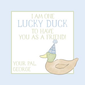 Lucky Duck Birthday Thank You Card, Good Bag Tag Set, Enclosure Card ...