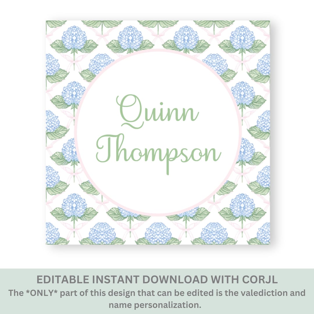 Printable Blue Hydrangeas Gift Tag, Digital Download Gift Tag - Etsy