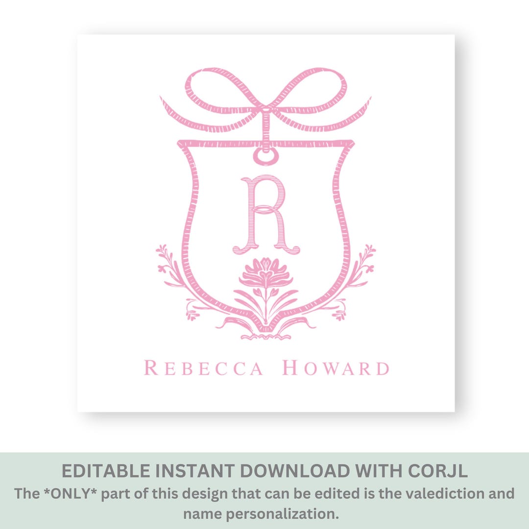 Printable Crest Monogram Gift Tag, Printable Gift Tag - Etsy