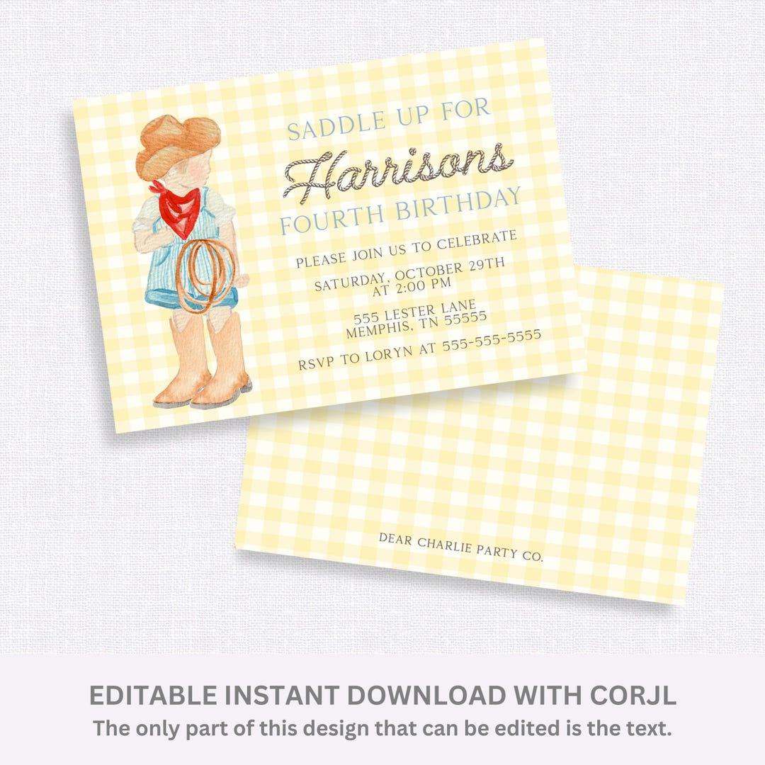 Printable Cowboy Birthday Party Invitation (digital Download) - Etsy