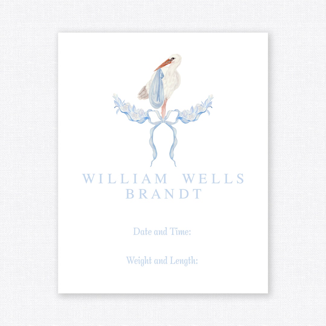 Personalized Stork Hospital Sign, Baby Boy Hospital Sign - Etsy