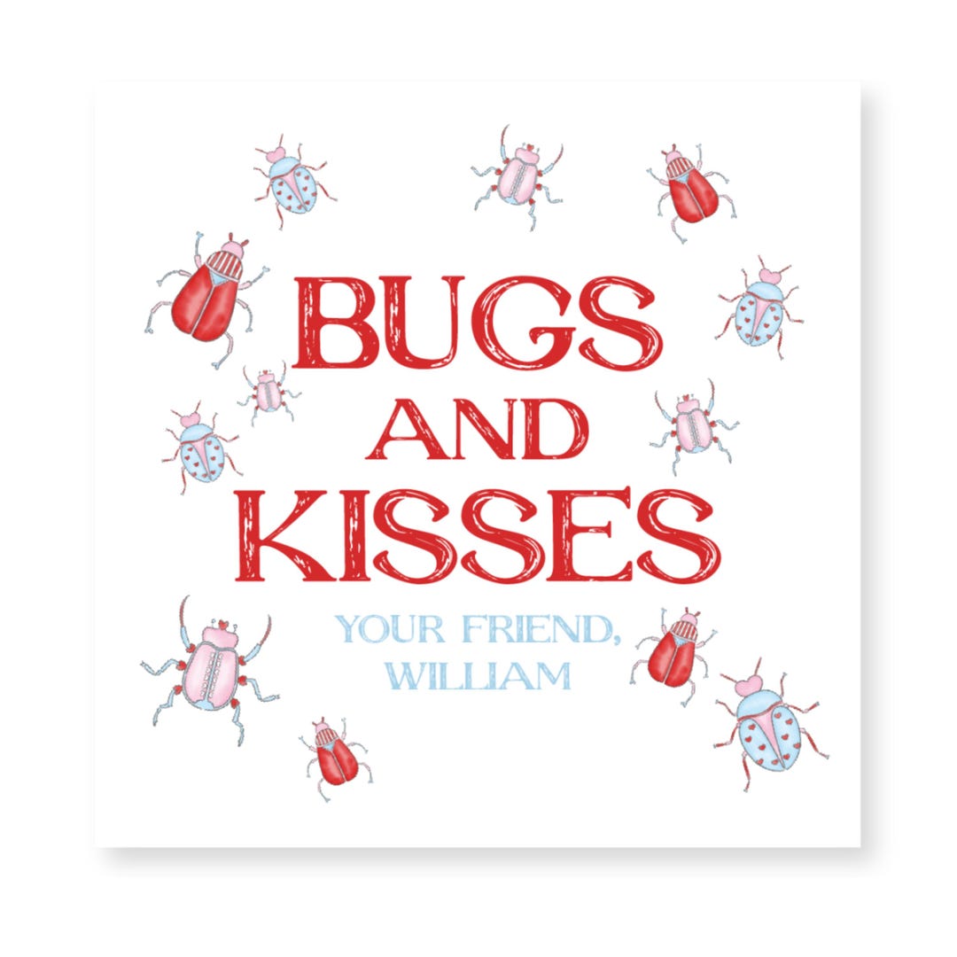 Bugs and Kisses Valentine Gift Tag Enclosure Card - Etsy