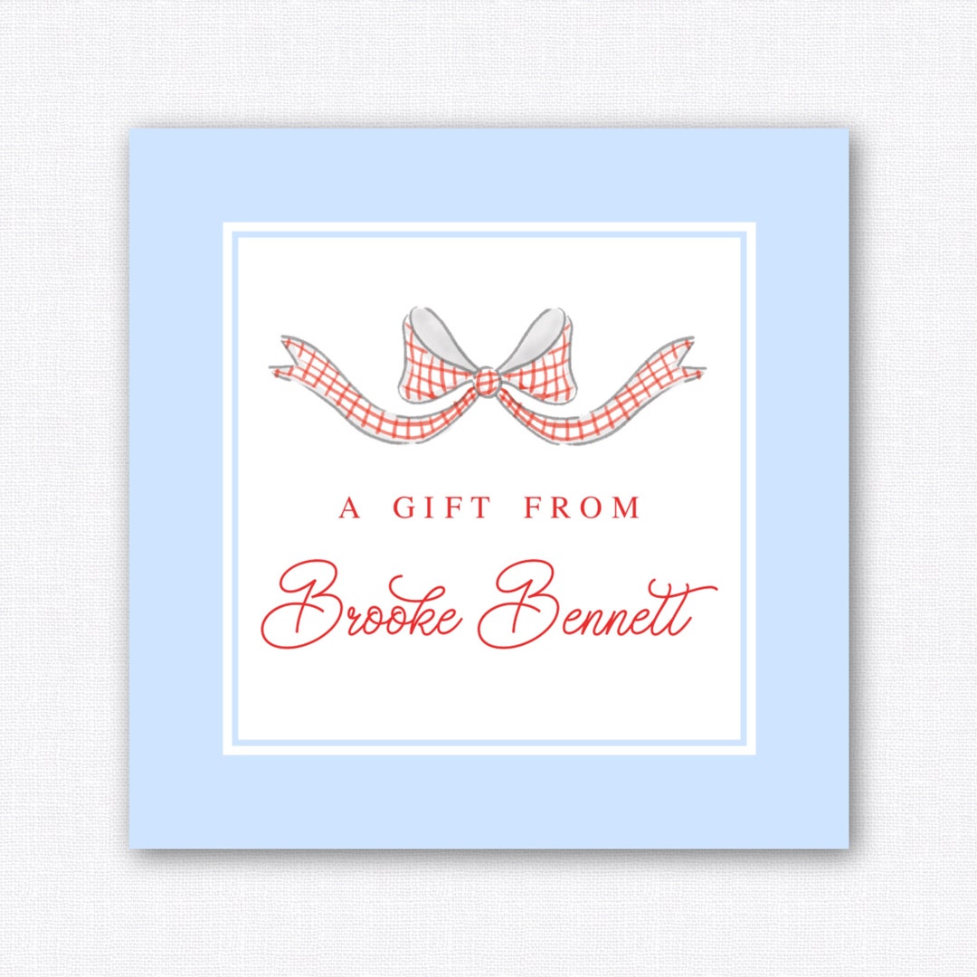 Red Gingham Bow Gift Tag, Enclosure Card, Gift Stickers - Etsy