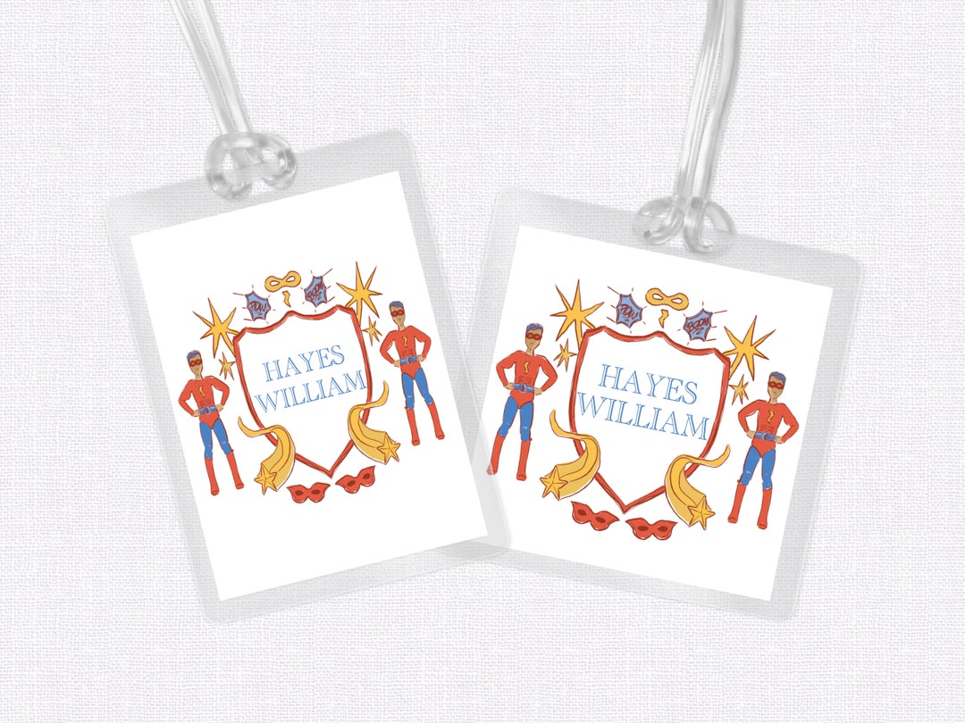 Superhero Bag Tag, Luggage Tag, Laminated Bag Tag, Boy Backpack Tag - Etsy