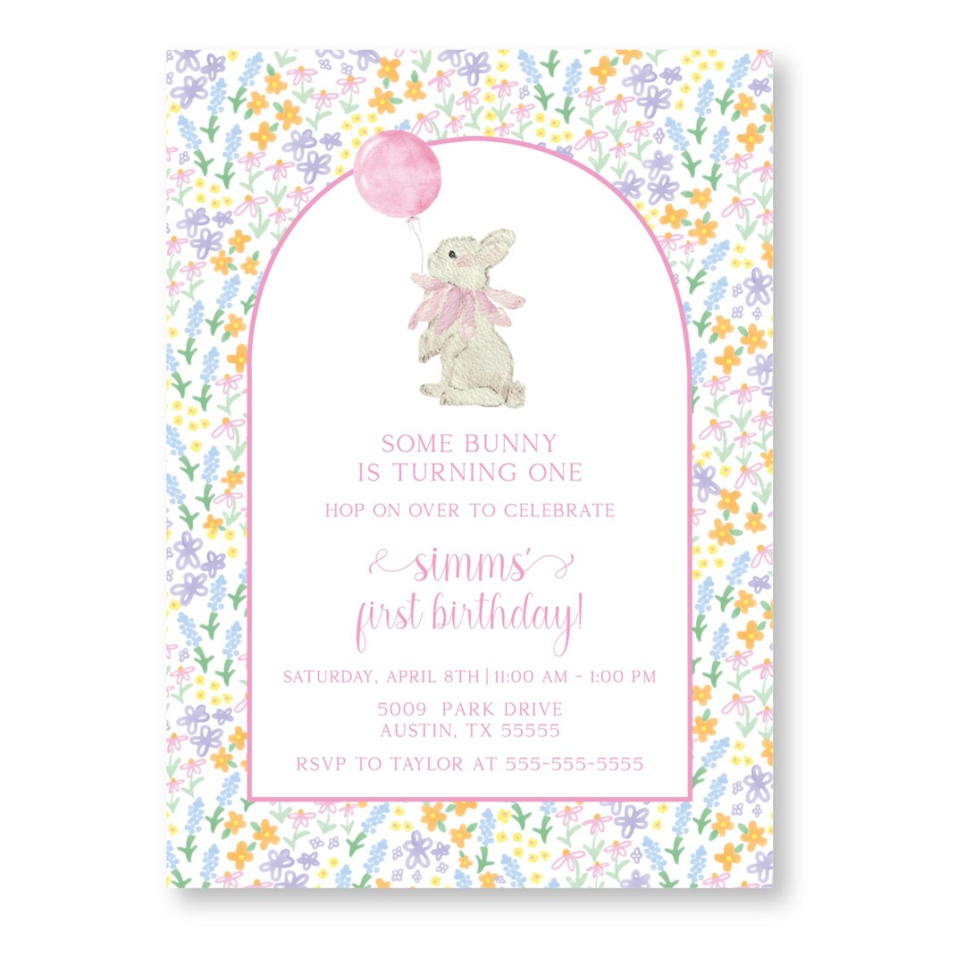 Some Bunny Birthday Invitation, Bunny Girls Birthday Invitation - Etsy