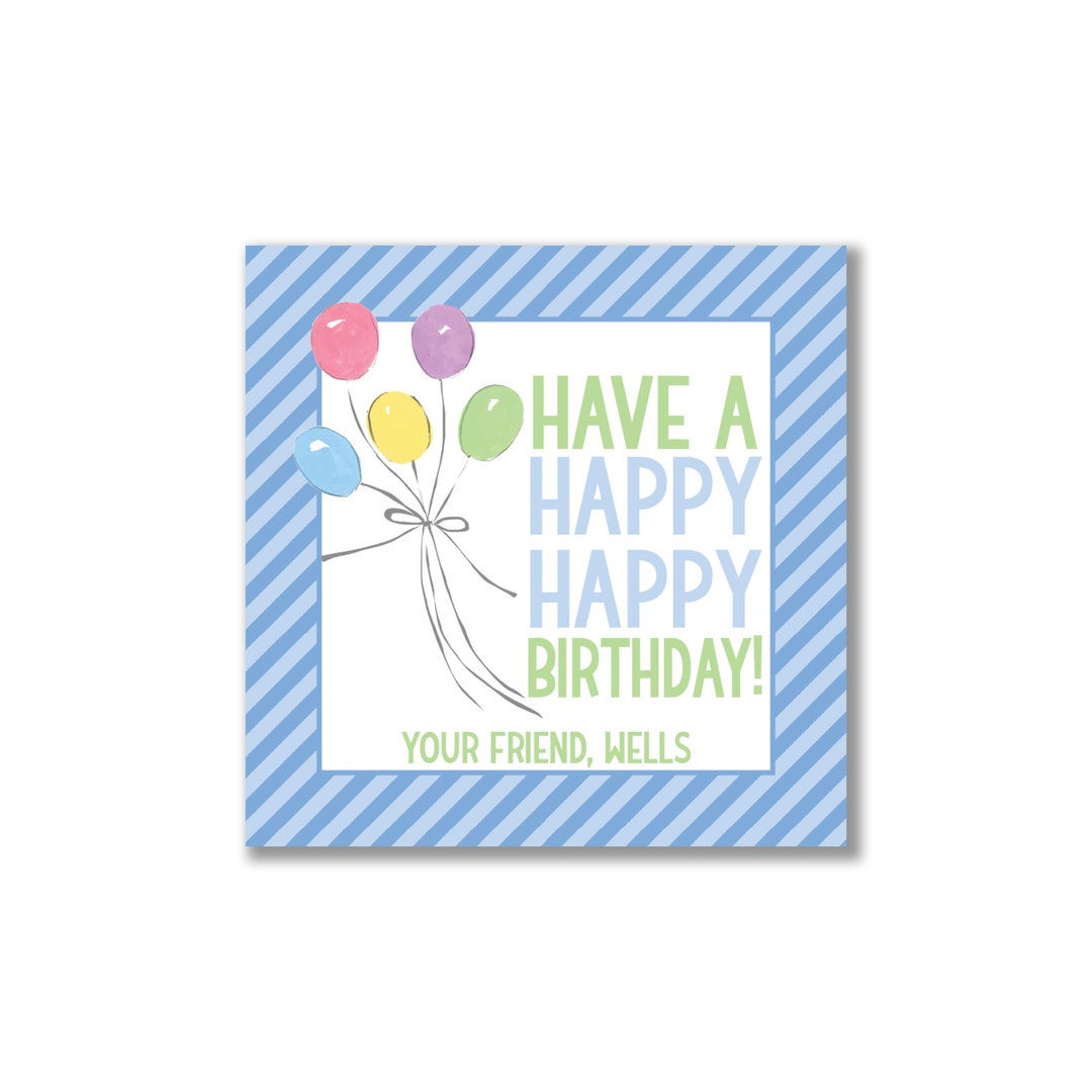 Birthday Balloon Gift Tags, Birthday Enclosure Cards, Printed Gift Tags ...