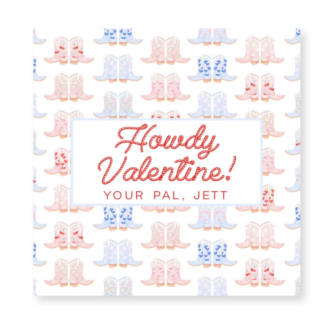 Howdy Partner Cowboy Boots Valentine Gift Tag Enclosure Card - Etsy