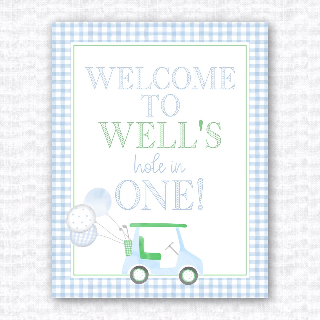 Hole in One Golf Printable Birthday Sign, Hole in One Birthday Sign ...