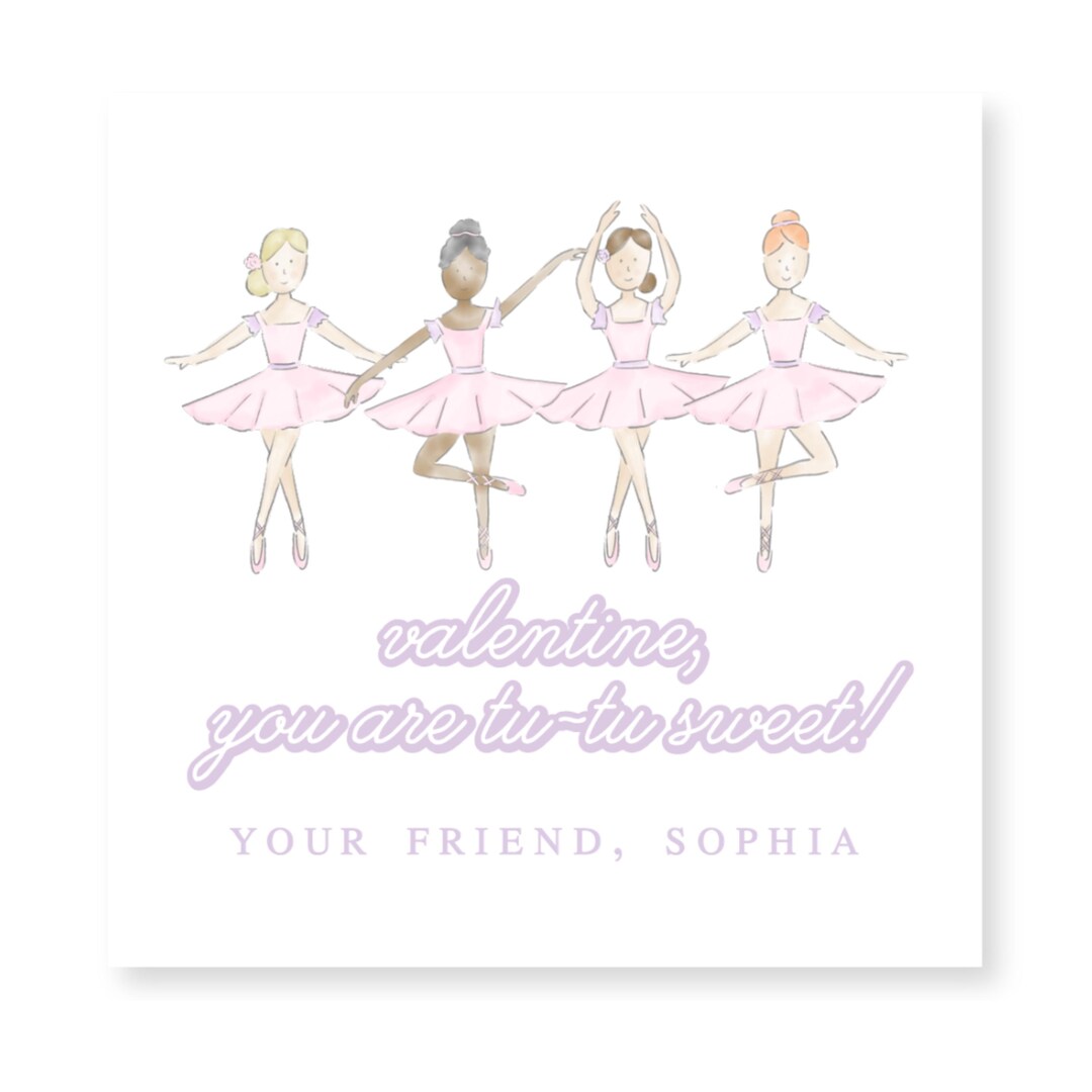 Ballet Valentine Card, Valentine Gift Tag, Valentines Enclosure Card ...