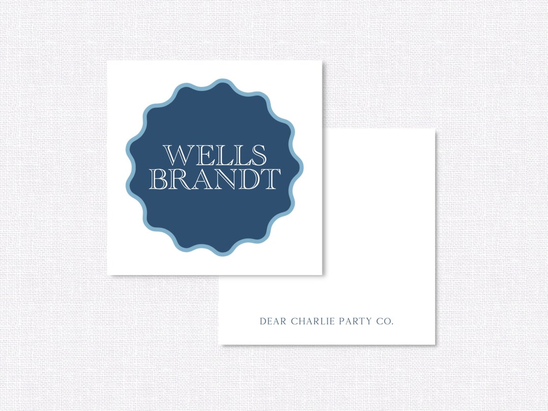 Blue Wavy Circle Gift Tag Enclosure Card - Etsy