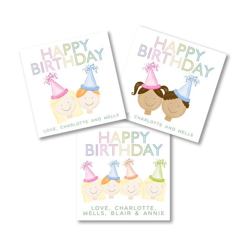 Printable Happy Birthday Faces Gift Tag Gift Tag Set Build - Etsy