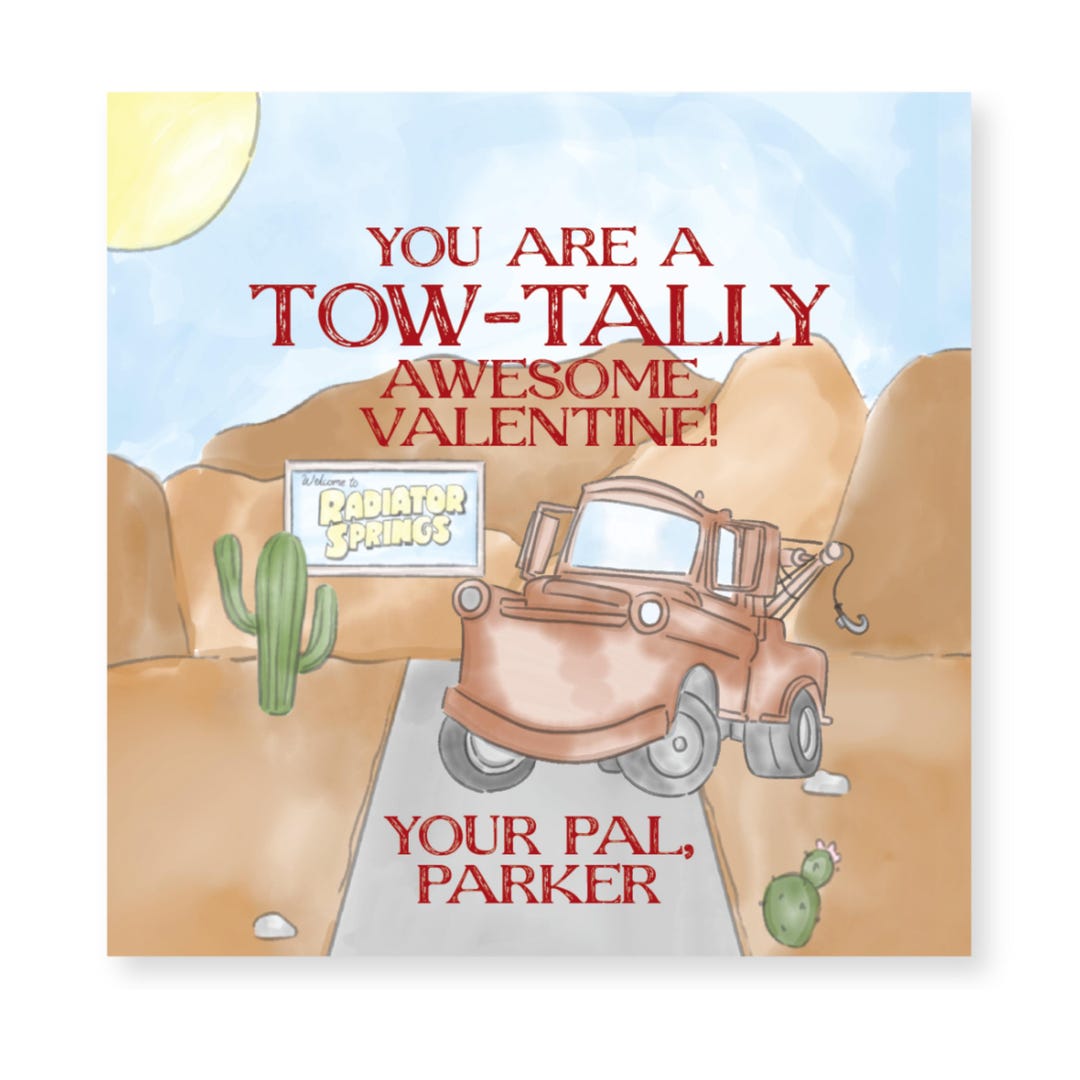 Tow Truck Valentine, Car Valentine, Class Valentines - Etsy