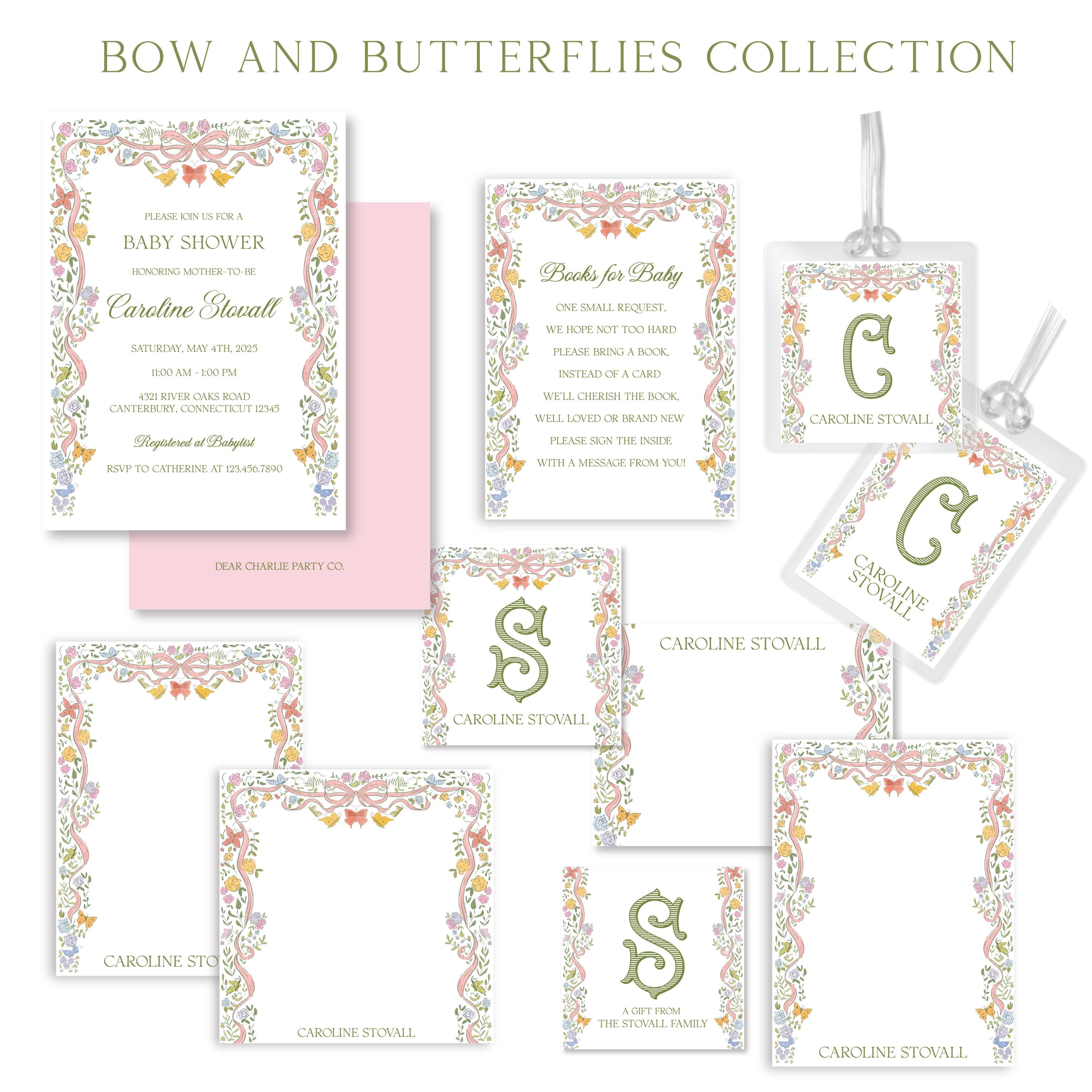 Bows and Butterflies Personalized Square Notepad, Notepad, Square ...
