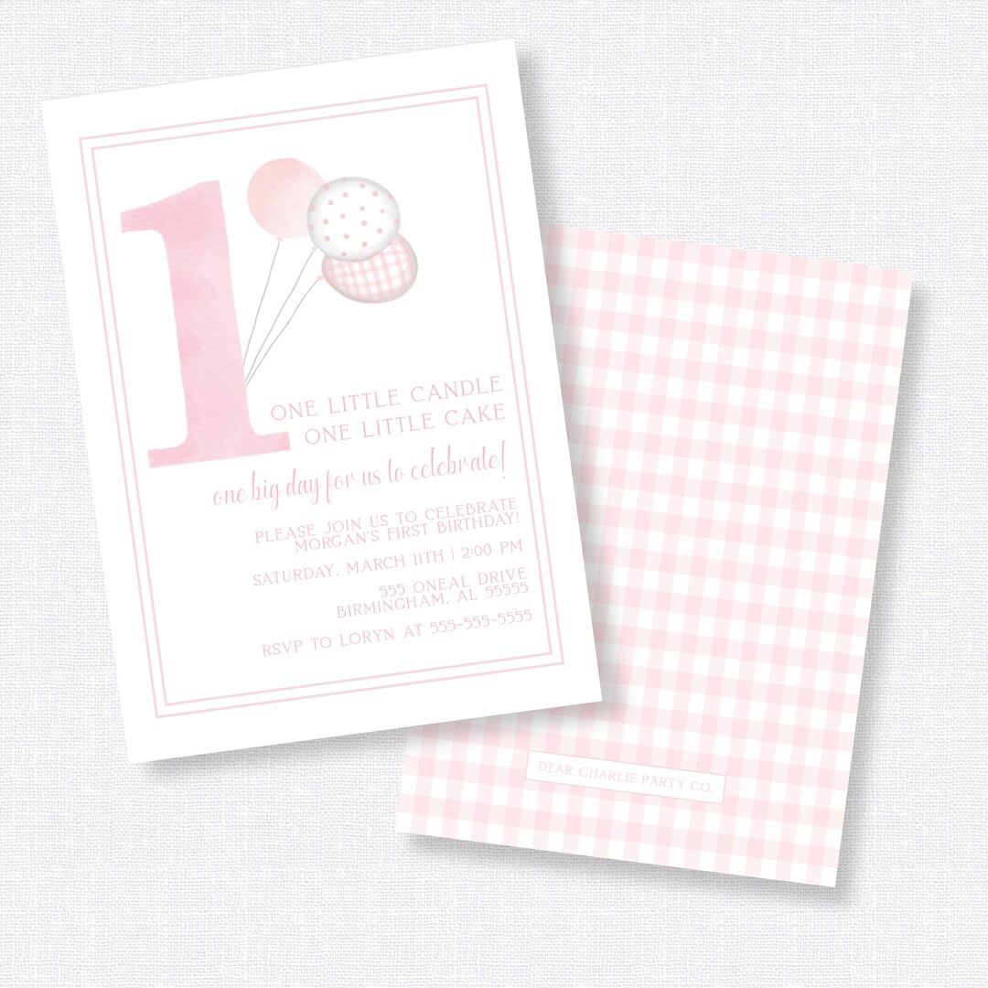 Girl Birthday Party Invitation, Girl Birthday, Pink Balloon Invitation ...
