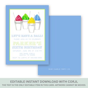 Printable Snow Cone Birthday Party Invitation, Digital Download - Etsy