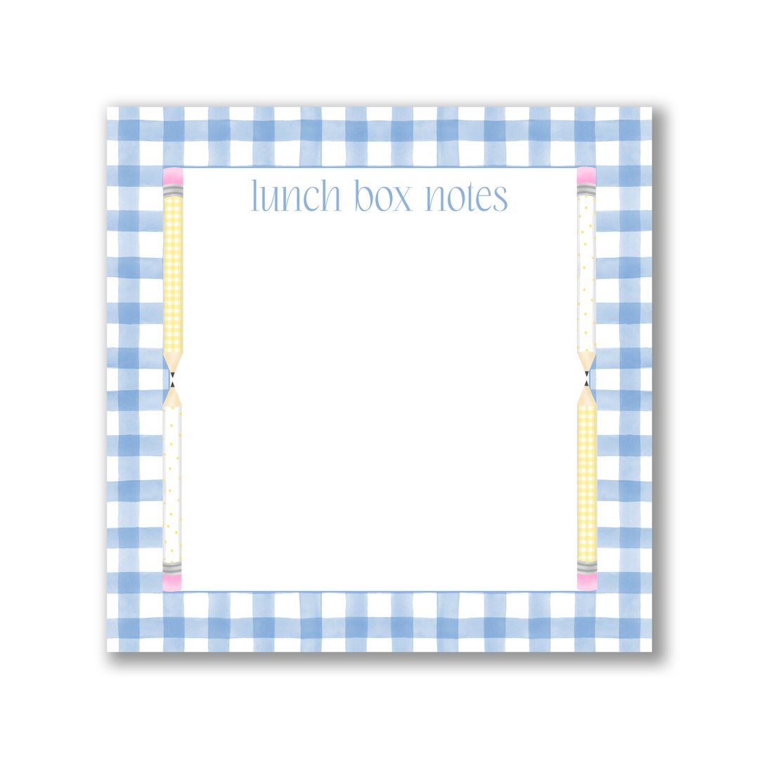 Blue Gingham Back to School Pencil Lunchbox Notes Notepad - Etsy