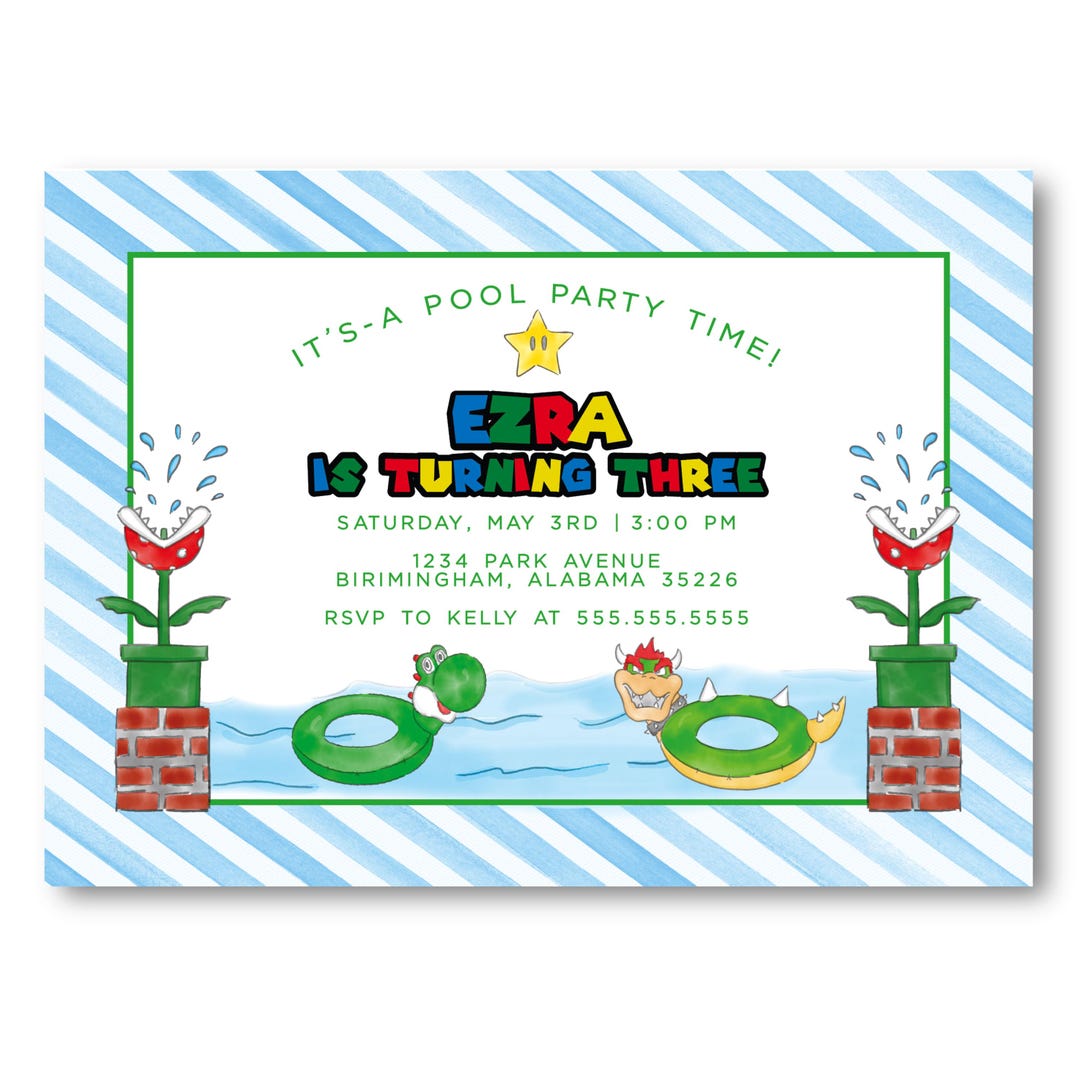 Gaming Pool Party Birthday Invitation, Gaming Birthday Invitation - Etsy