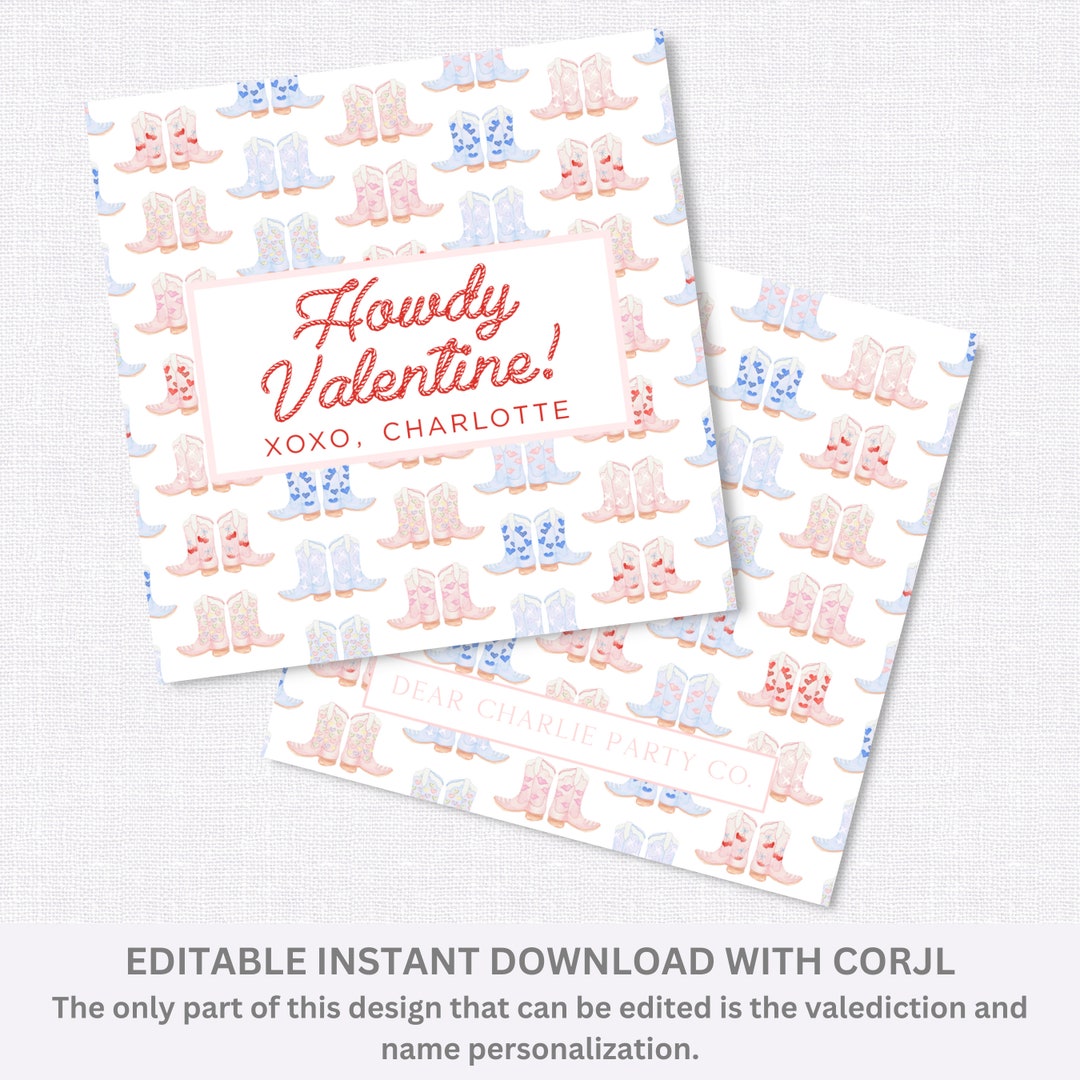Printable Howdy Valentines Cards, Kids Valentines, Digital Download ...