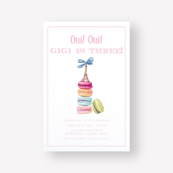 French Themed Birthday Invitation - Etsy