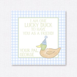 Lucky Duck Birthday Thank You Card, Good Bag Tag Set, Enclosure Card ...