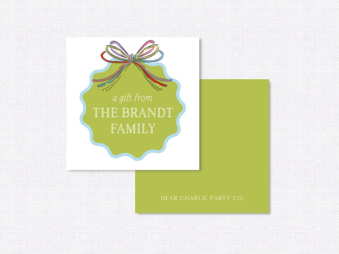 Printable Enclosure Card, Bow Wavy Circle Gift Tag, Gift Tag Set ...