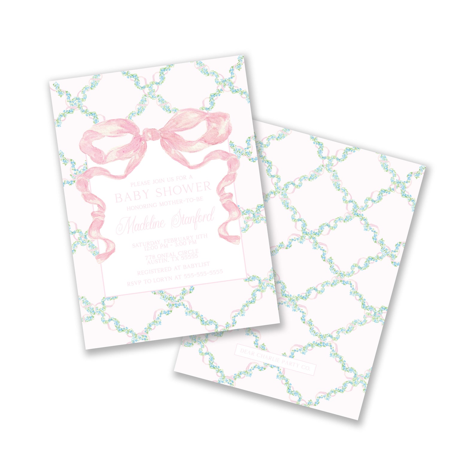 Printable Pink Classic Baby Shower Invitation Classic Girl - Etsy