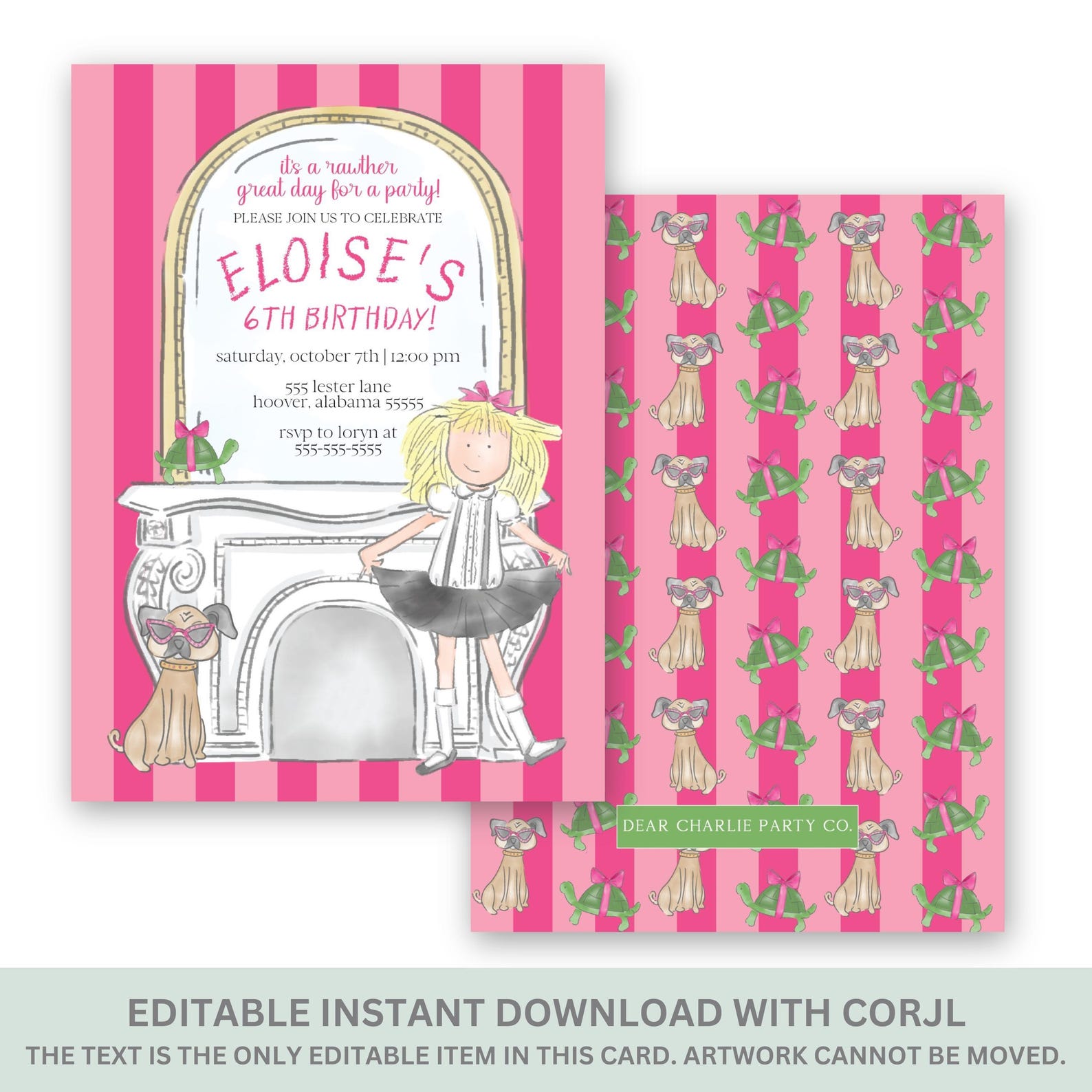 Plaza Birthday Invitation: Eloise Theme, Editable Template (digital ...