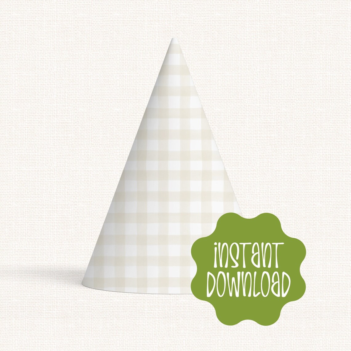 Printable Party Hat, Digital Party Hat, Instant Download PDF, Cream ...