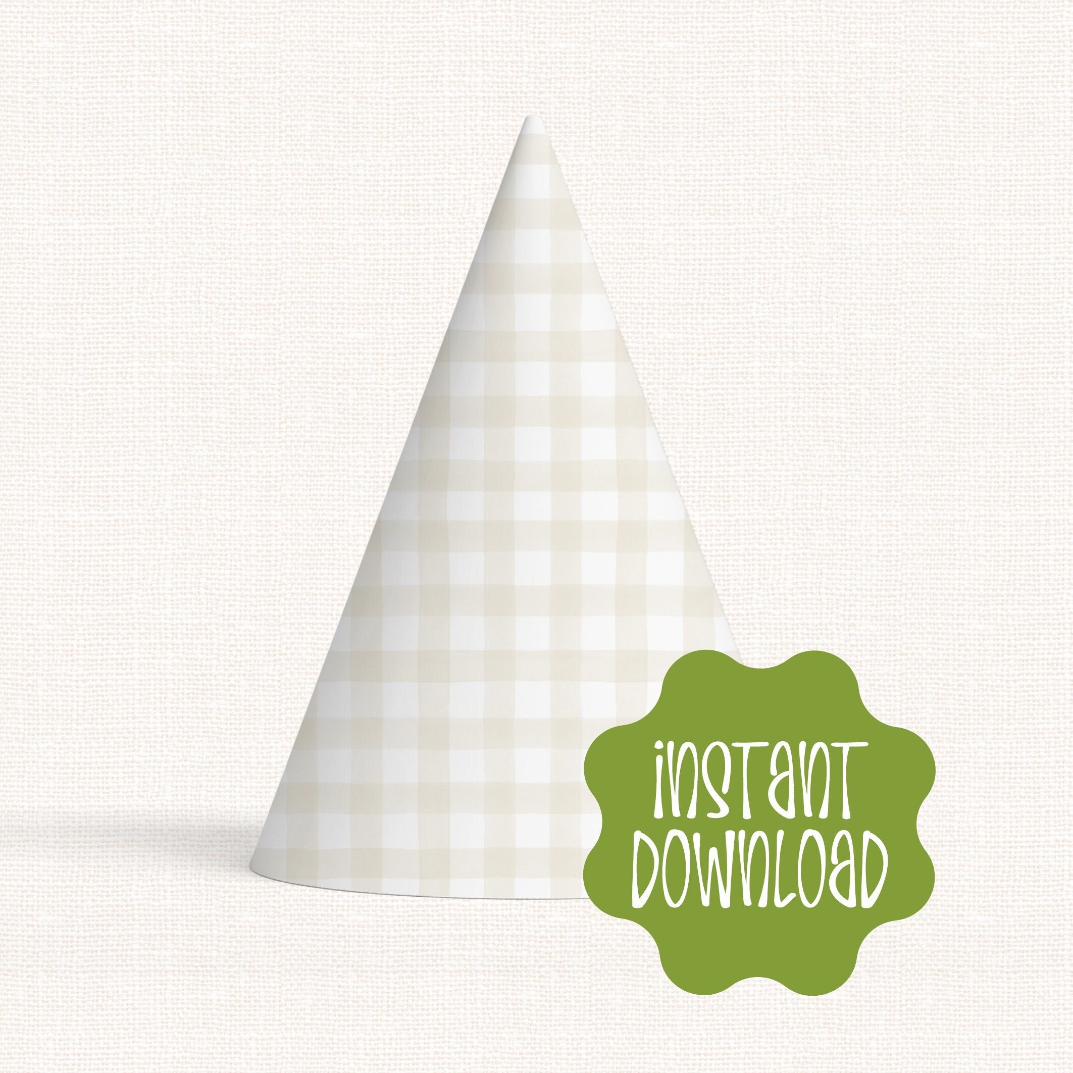 Printable Party Hat, Digital Party Hat, Instant Download PDF, Cream ...