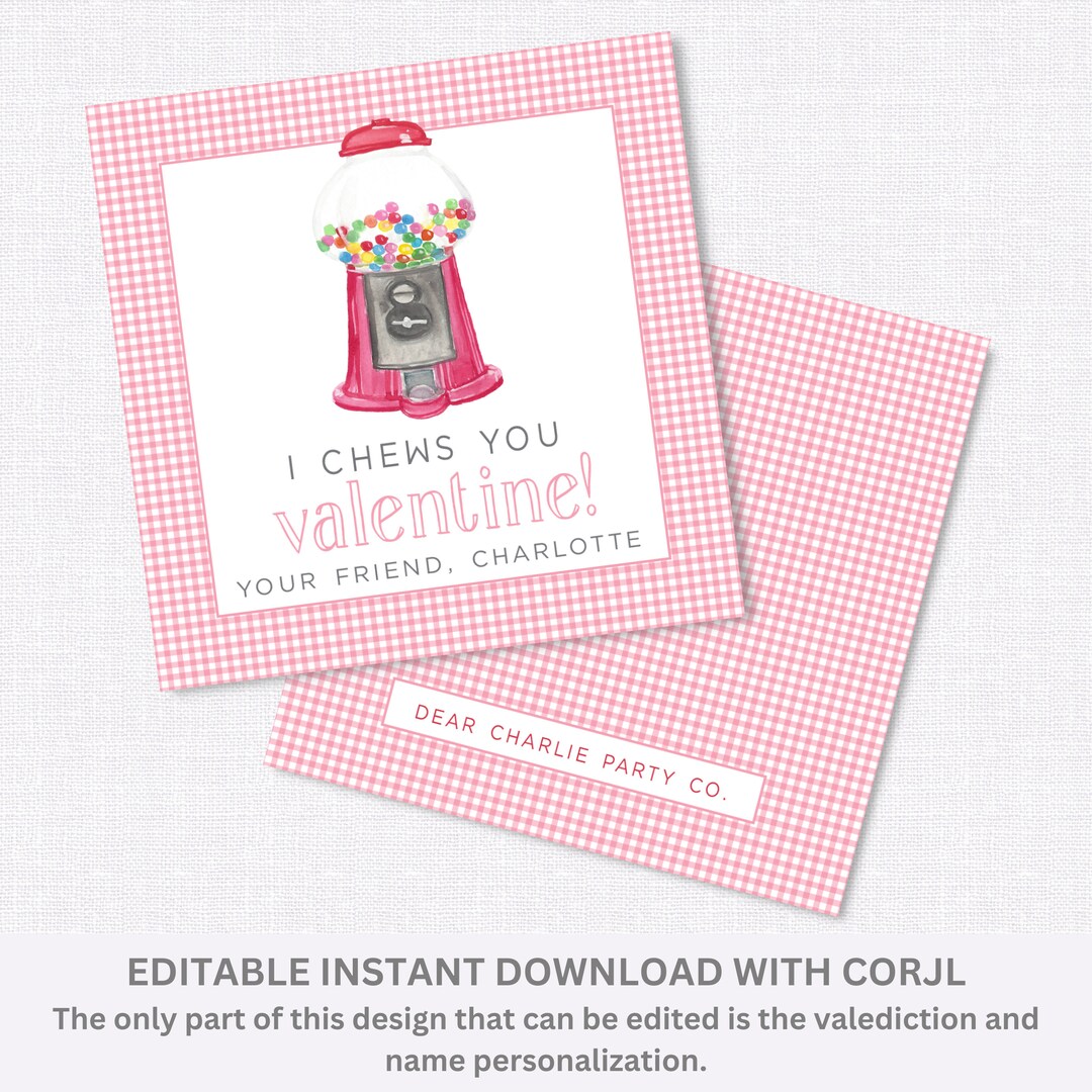 Printable Gumball Valentines Cards, Kids Valentines, Digital Download ...
