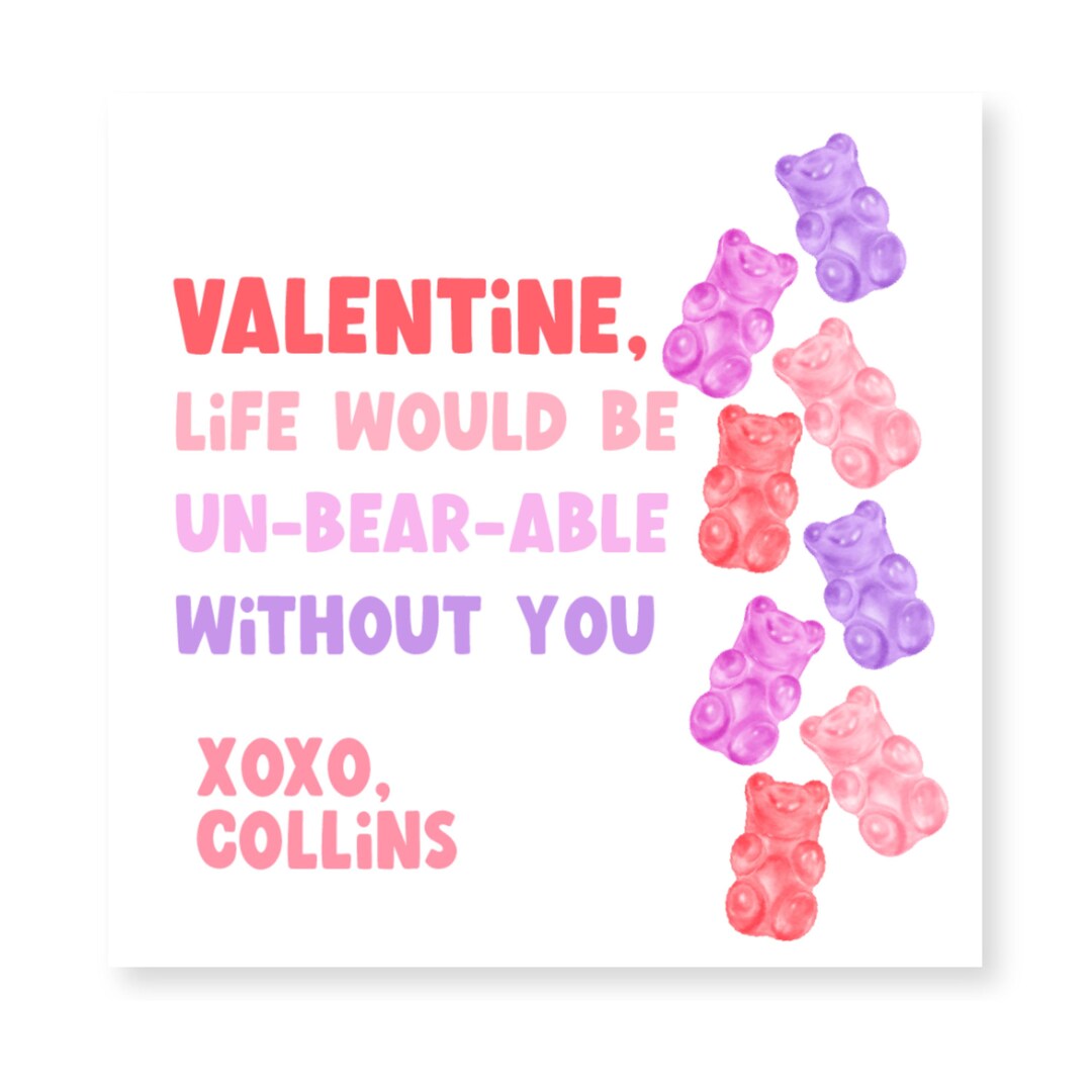 Gummy Bear Valentine Gift Tag Enclosure Card - Etsy
