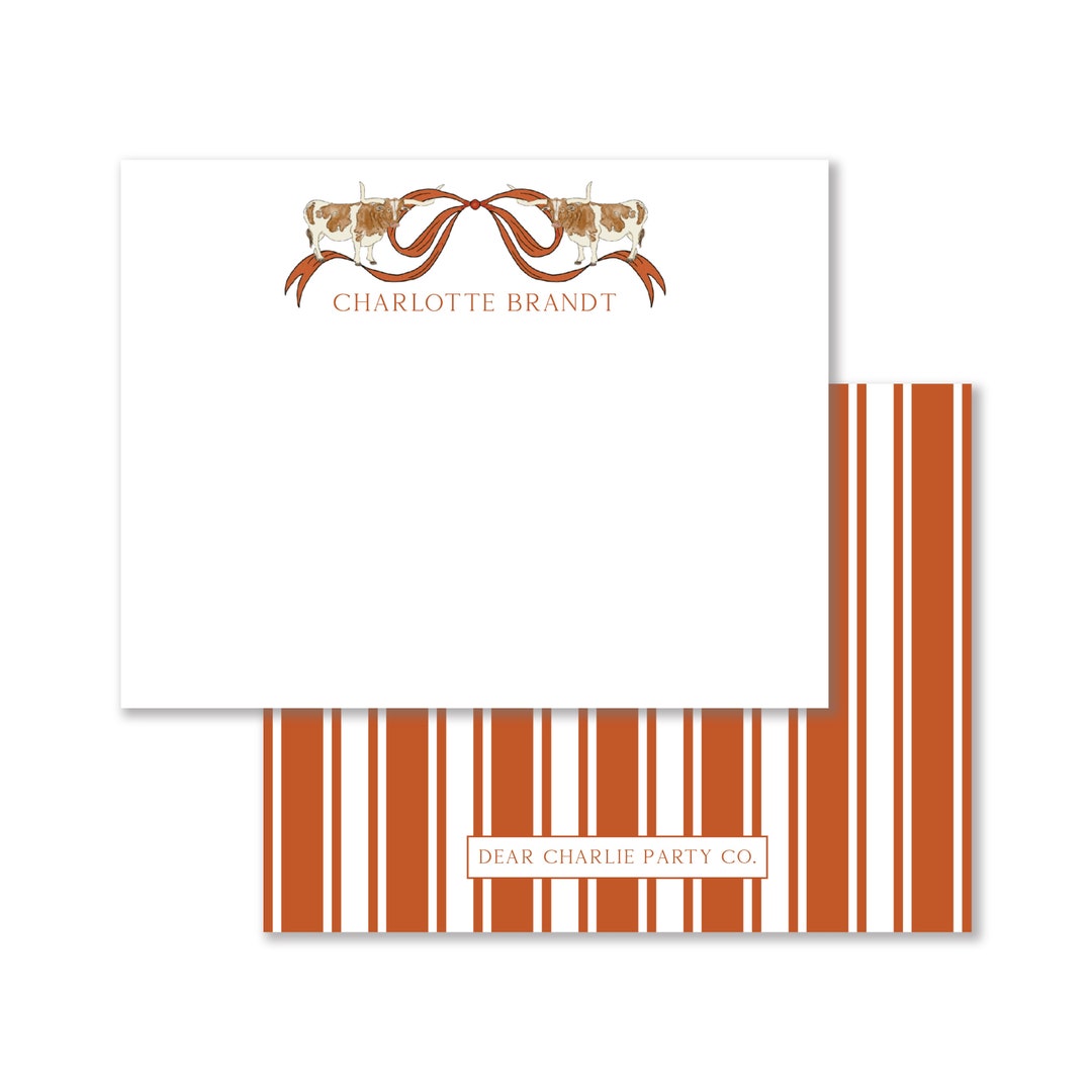 Longhorn Collegiate Personalized Stationery Set, Notecards Set - Etsy