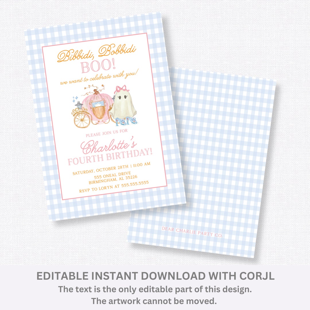 Printable Bibbidi Bobbidi Boo Invitation, Girls Birthday Invitation ...