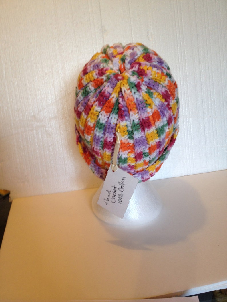 Bright Multi-colored Crochet Hat Adult Sized 100% Cotton - Etsy