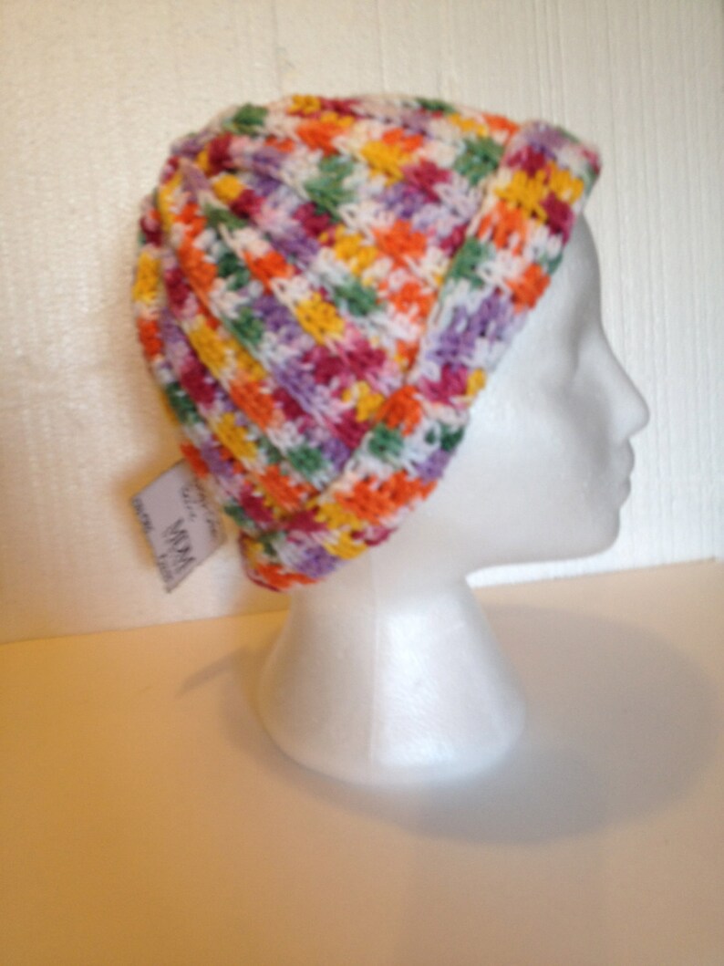 Bright Multi-colored Crochet Hat Adult Sized 100% Cotton - Etsy