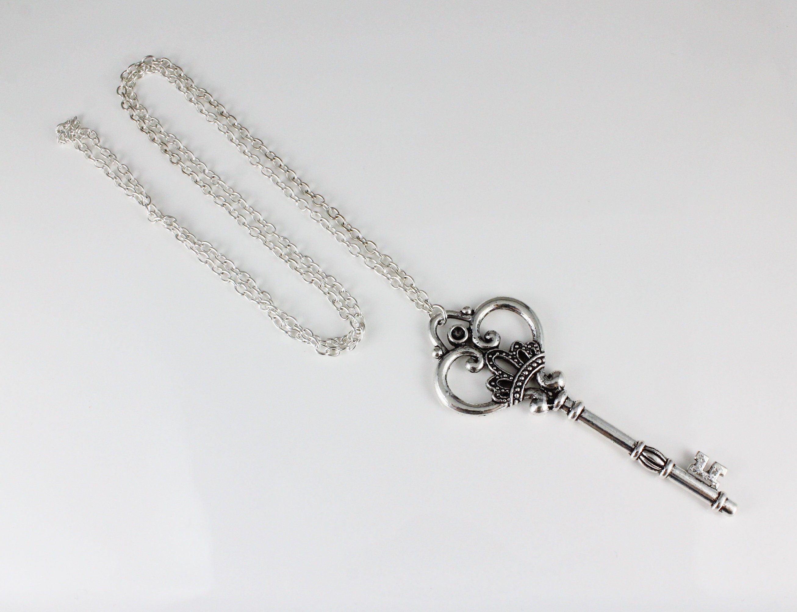 Skeleton Key Necklace 28 Long Chain Skeleton Key Outline - Etsy