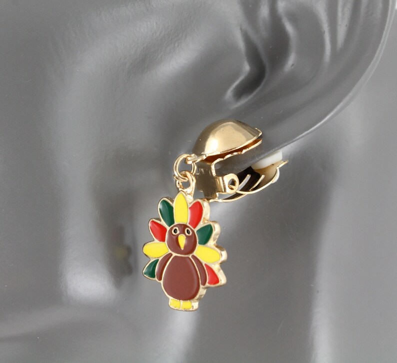 Turkey Clip on Earrings Thanksgiving Earrings Dangle Earrings Clips Non ...