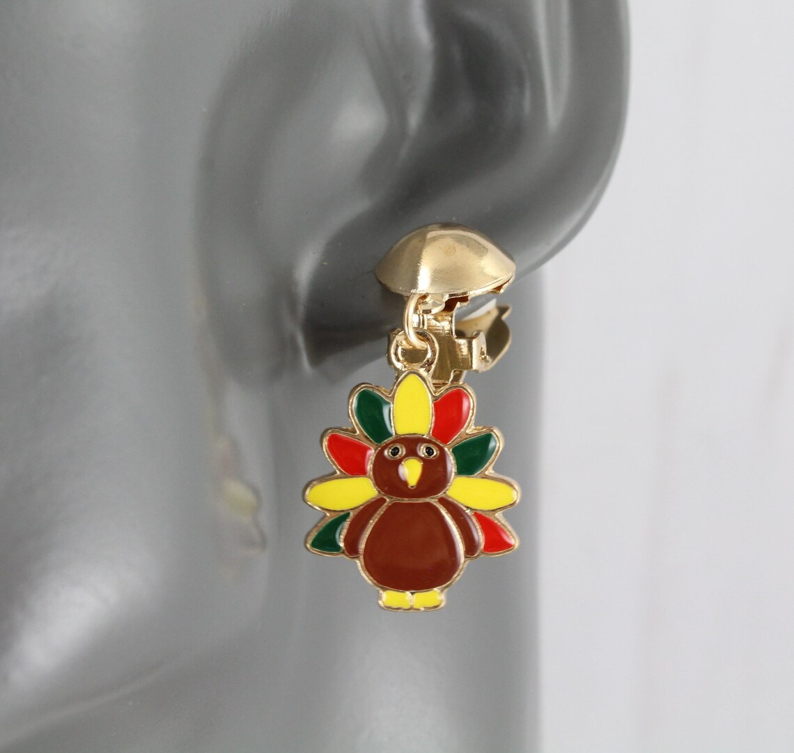 Turkey Clip on Earrings Thanksgiving Earrings Dangle Earrings Clips Non ...