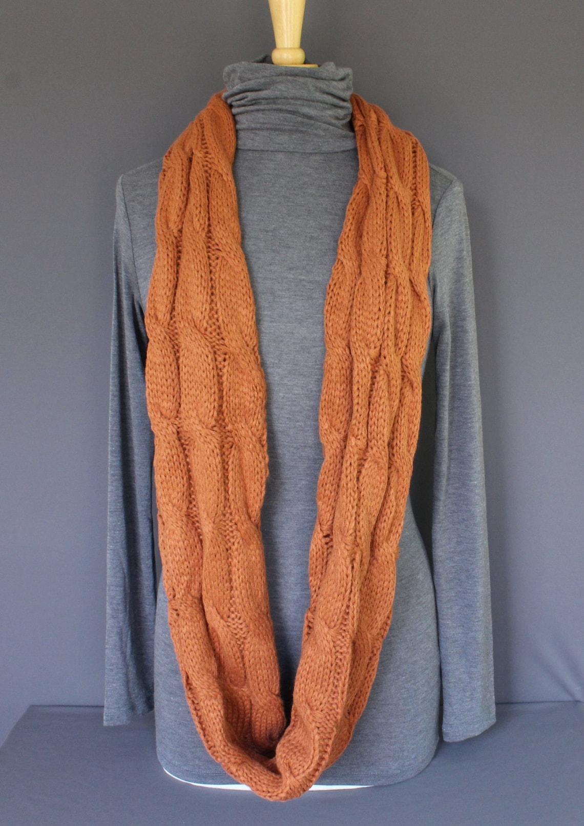 Rust Orange cable knit infinity scarf soft chunky knit circle | Etsy