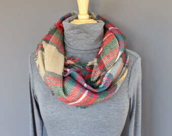 Plaid Infinity Scarf - Etsy