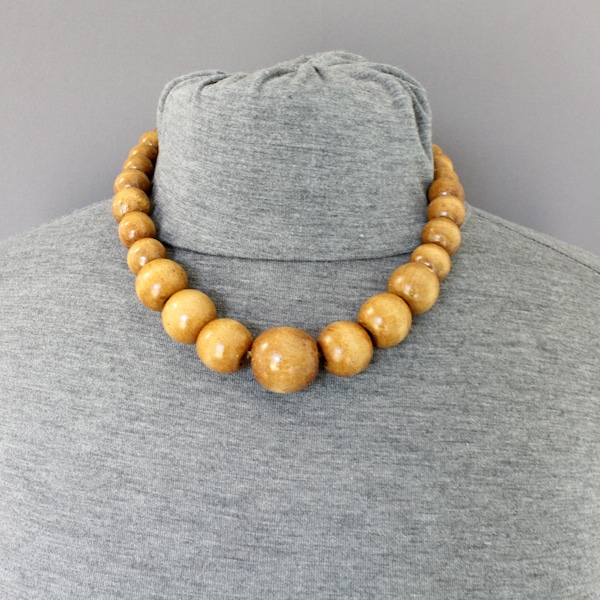 Large Wooden Bead Necklace - Etsy